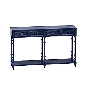 INMOZATA Farmhouse Entryway Table, Narrow Console Table with 2 Drawers, 59" Sofa Table with Storage Shelf, Console Tables for Entryway, Living Room, Hallway, Foyer,Blue
