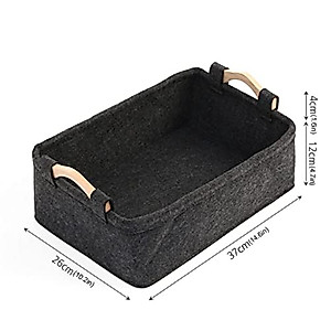 Muellery Storage Basket Decorative Wooden Fabric Tray Storage 15.6x10.2in(37x26cm) Black TPAF119851