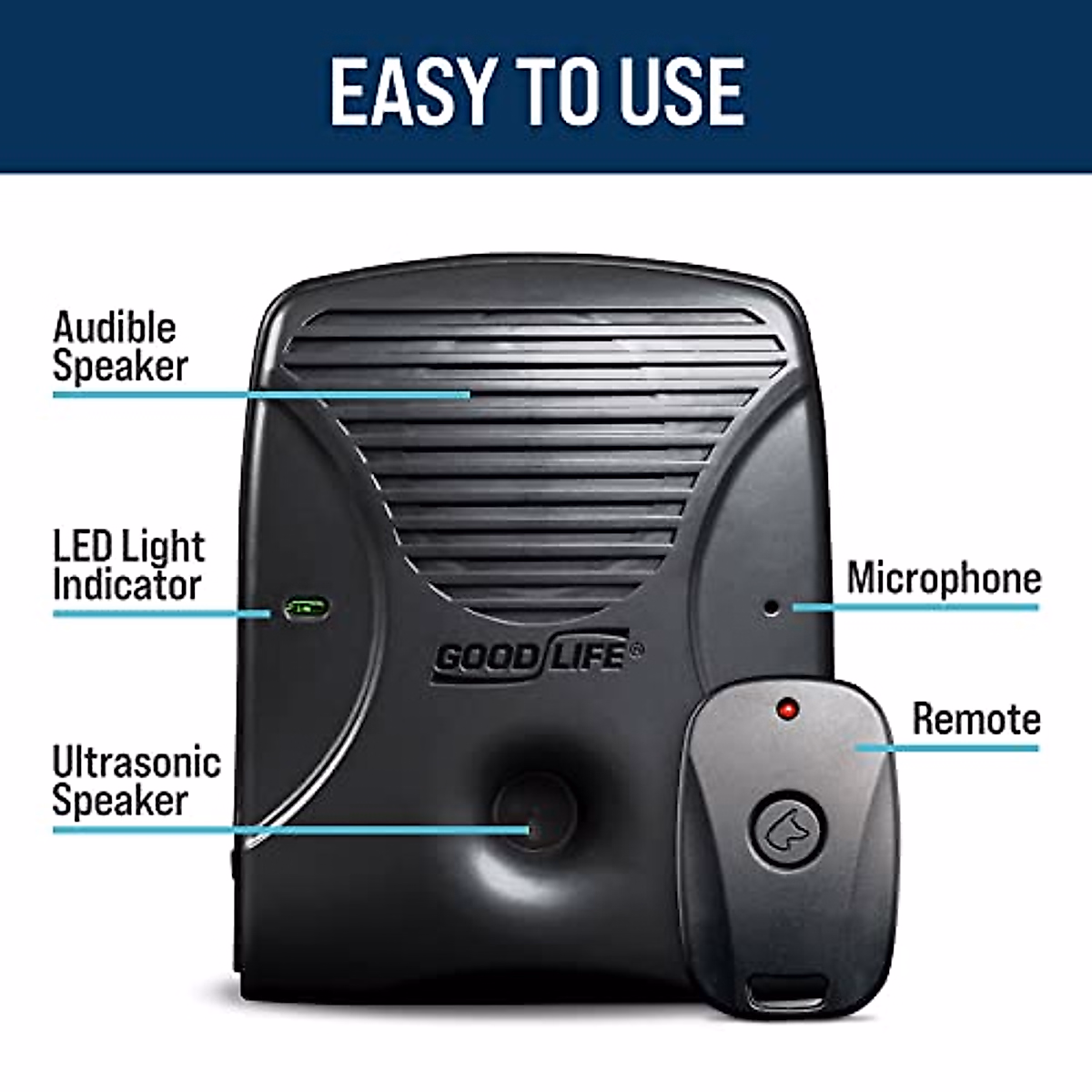 Good Life, Inc. Dog Silencer MAX | Stops Barking up to 300 ft. Away | Humanely Stop Barking Dogs | Automatic Bark Detection up to 75 ft. | Includes Remote Control | Dog Training Device