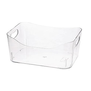 YBM HOME Storage Bins - Open Plastic Organizers and Storage Basket for Kitchen Pantry Organization, Under Sink Bathroom Storage, Toy Baskets, Food Storage Box Containers (Small - Clear 2 Packs)