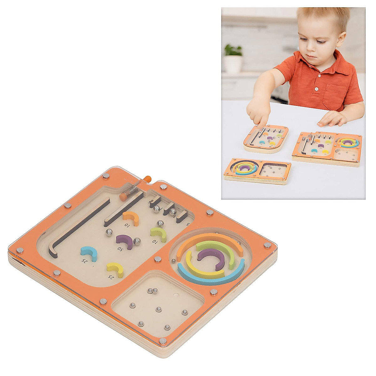 doder Portable Pinball Game Skill Development Pinball Maze Game Bright Color for Boys Girls for Travel (L)