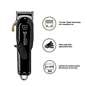 Wahl Professional 5 Star Series Cordless Senior Clipper with Adjustable Blade, Lithium Ion Battery with 70 Minute Run Time for Professional Barbers and Stylists - Model 8504-400