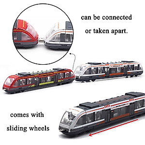 OTONOPI Toy Train Set High Speed Locomotive Engine Die Cast Model Car Sliding Linked Subway Bullet Train Set for Kids Pack of 3