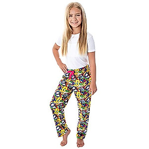 Looney Tunes Girls Tweety Bird Vivid Color Pattern Velvety Soft Sleep Lounge Pajama Pants (MD, 7/8) Multi