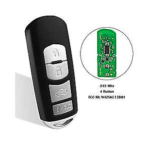 Smart Remote Key Fob for Mazda 3 6 Miata MX-5 2014-2019 FCC ID WAZSKE13D01, Replace BBY2-67-5RY BBY2675RY