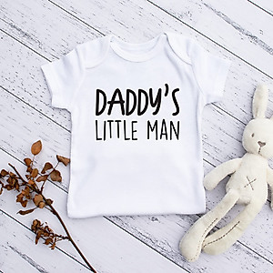Organic GOTS Certified Baby Onesie Unisex Bodysuit 0-18 months - Daddy's Little Man | Cute Funny Dad Present (Daddy's Little Man, 6-9 Months)