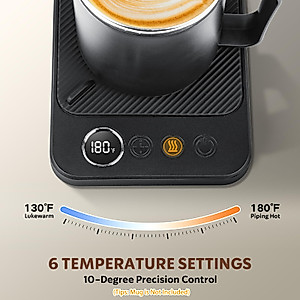 Coffee Mug Warmer - 36W Mug Warmer for Desk with Temperature Display, 1-12H Timer & 6 Temperature Settings, Fast Heating, Auto Shut Off, Smart Coffee Cup Warmer for Beverage, Coffee, Tea, Milk (Black)