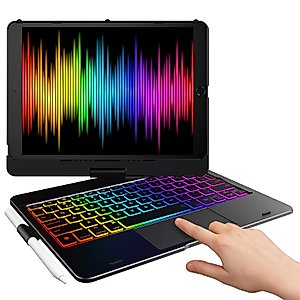 typecase Touch Ultra Case with Keyboard for iPad 9th Generation (10.2", 2021)- Trackpad, RGB Backlight, 360° Rotatable, Thin & Light for 8th Gen (2020), 7th Gen (2019), Air 3, Pro 10.5 (Black)