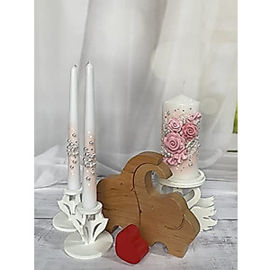 Magik Life Unity Candle Set for Wedding - Wedding Accessories for Reception and Ceremony - Candle Sets - 6 Inch Pillar and 2 10 Inch Tapers - Decorative Pillars Pudra