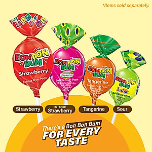 Colombina Bon Bon Bum Lollipops w/Bubble Gum Center, Passion Fruit Flavor, Individually Wrapped, Ideal for Party Favors and Gifts, 1 Pack (24 Count)