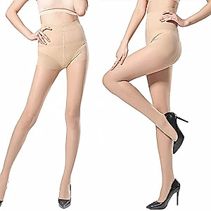 JONAO 2 Pairs Women's Ultra Sheer Pantyhose,Tights Silk Stockings with Reinforced Toes, Black+gray, Large Plus