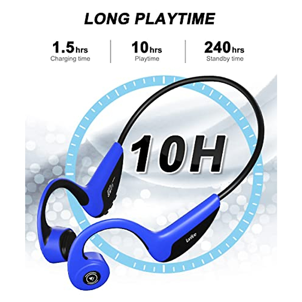 LonFine Bone Conduction Headphones, [2022 Upgraded] Open Ear Headphones Wireless Bluetooth 5.0 Headphones, IPX5 Waterproof Sport Headphones with Mic for Running, Workout, Hiking, Cycling, Driving
