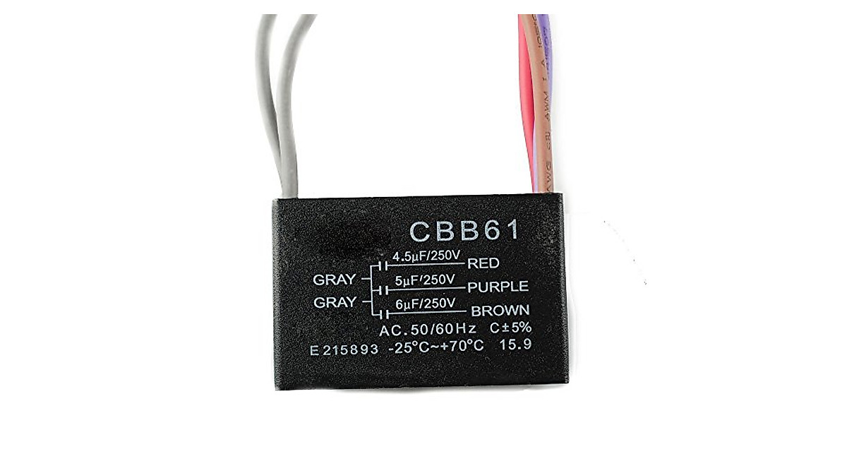 Podoy 5 Wire Ceiling Fan Capacitor for Compatible with BM CBB61 250VAC ...