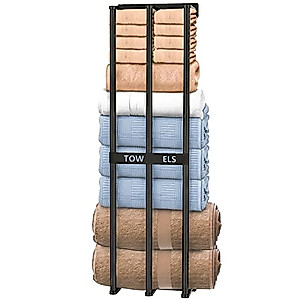 KOCASO Towel Rack Wall Mounted Towel Storage 75cm Bathroom Towel Holder Hold 6 Large Bath Sheets, 3 Bar Rail Bath Towel Racks, Bathroom Towel Storage Rack for Rolled Salon Towel
