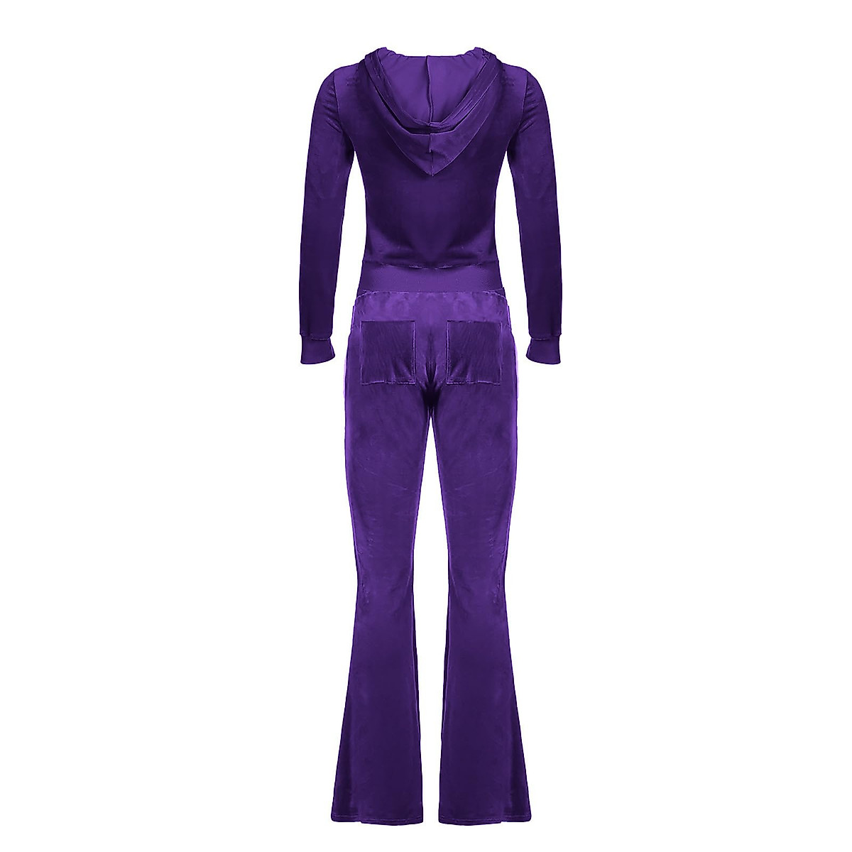 2 piece outfits Lounge Sets for Women Zip Up Casual 2 Piece Pant Sets Long Sleeve Hooded Sweatshirts Comfy Velvet Fashion Outfits Purple XXL
