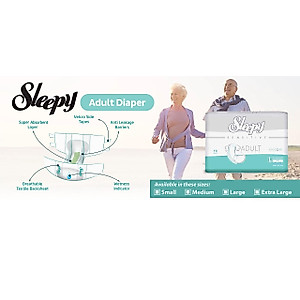 Sleepy Adult Diapers, Unisex for Sensitive Skin, Odour Control, Wetness Indicator, Comfortable &Adjustable, Maximum Absorbency & Leak Protection, X-Large- 120-160cm,Count-12PCs|SOHO