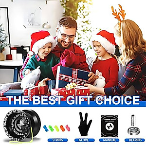 LESHAREYoyo Non-Responsive Pro X3 for Advanced yoyo Players Includes Responsive yoyo for Beginners Aluminum Yoyo for Kids + 5 yoyo Ropes + Gloves + User Instructions