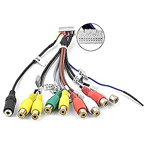 Car Audio Video Harness RCA Cord Assembly for Android Car Radio Stereo, with Video/Audio/Subwoofer/External Microphone Input