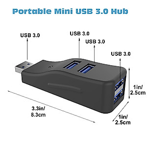 VCOM USB 3.0 Hub for Laptop, Portable 4-Port Data USB Splitter, Mini USB A Port Expander, 5Gbps Fast Data Transfe for Desktop Computer, Surface Pro, XPS, PC, Flash Drive, Mobile HDD, Keyboard, Mouse