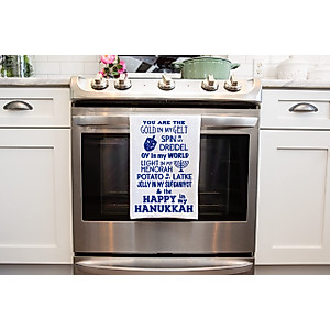 Funny Jewish Puns for Hanukkah Kitchen and Bathroom Hand Towel, Gift for Jewish Holidays, Hostess, Houswarming and Holiday Gift (You are the Gold in my Gelt)