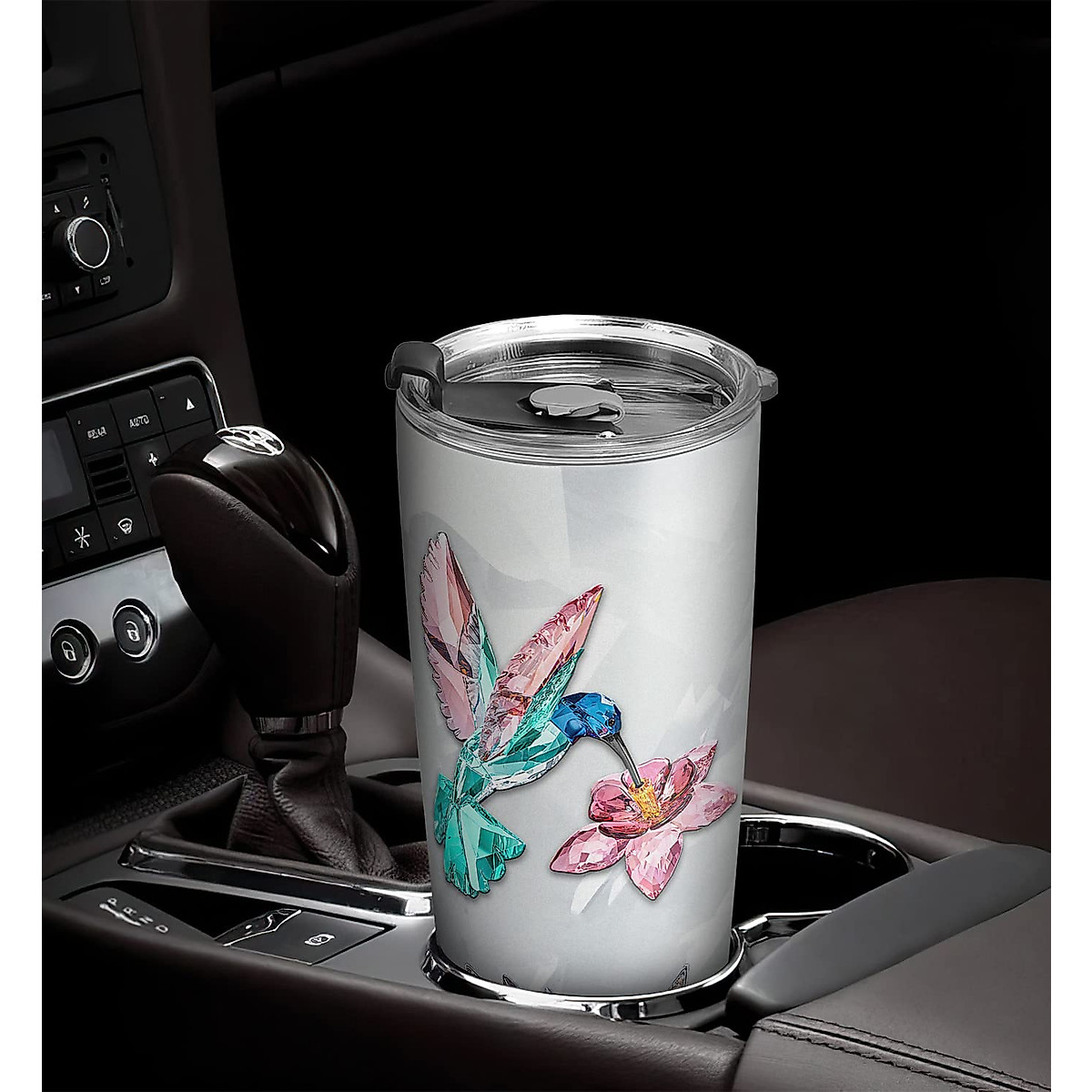 20oz Hummingbird Gifts for Women, Valentines Day Gifts for Her, Birthday Gifts for Women, Coffee Thermos for Women Crystal Jewelry Hummingbird Tumbler Cup, Insulated Travel Coffee Mug with Lid