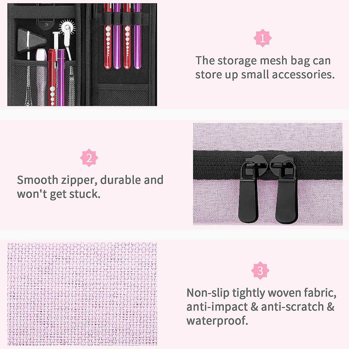 YINKE Stethoscope Case for 3M Littmann Classic III/Cardiology IV/Lightweight II S.E. & MDF Acoustica Stethoscope, Hard Organizer Storage Bag for Nurses and Doctors Accessory (Pink)