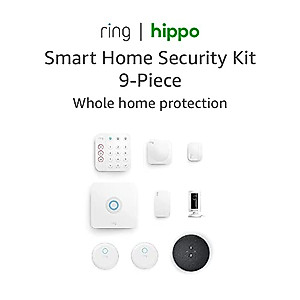 Ring | Hippo Smart Home Security Kit, 9-Piece: Ring Alarm with Indoor Cam, Flood/Freeze sensor, Smoke/CO listener and Echo Dot