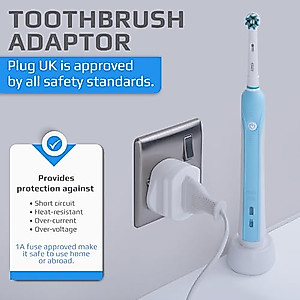 Toothbrush Adaptor Plug UK Charger Adapter Shaver Socket 2 Pin to 3 Pin Electric Converter for Razor Plugs Bathroom Two to Three Prong Charging Tooth Brush Plugs Adapters Electrical Shaving (White)
