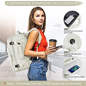 Getravel Large Travel Backpack Women, Carry On Backpack, Airplane Approved Personal Item Bag, Lightweight Laptop Backpack, Casual Work Gym College Weekender Bag, Beige