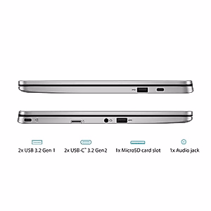 ASUS Flagship Chromebook 14 FHD Student Laptop, Intel Celeron N4020 (2 Core, Up to 2.8GHz), 4GB RAM, 64GB eMMC, Wi-Fi, Webcam, Bluetooth, Zoom Meeting, 10 Hours Battery, Chrome OS, w/GM Accessory