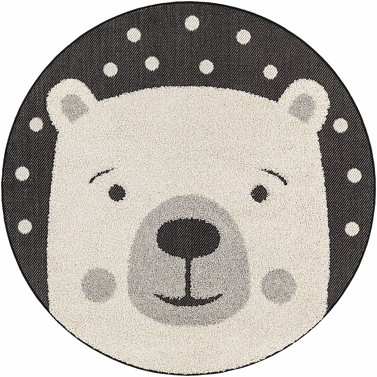Hauteloom Kids Room, Nursery Round Area Rug - Outdoor Patio Safe - Animal Bear Playroom Carpet - Beige, Gray, Black, Cream - 7'10"