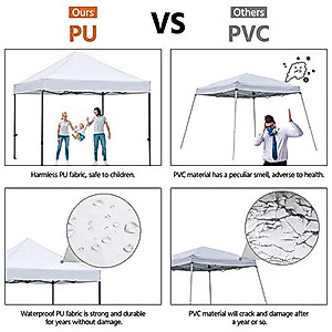 Yaheetech 10x10 Pop Up Canopy Tent, Commercial Instant Heavy Duty Canopy, 500D Waterproof Adjustable Canopy with Wheeled Carry Bag, 4 Sandbags & 4 Stakes, White