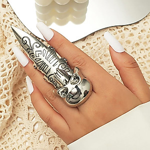 Holibanna Mens Knuckle Joint Full Finger Double Ring Punk Activity Ring Rock Gothic Rings Jewelry for Women Mens