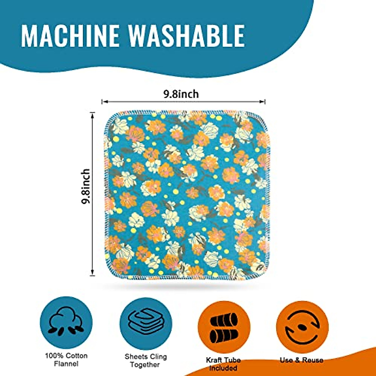 UNIMEIX 12 Pack Reusable Paper Towels Washable Roll Zero Waste Reusable Napkins Eco Friendly Paperless Towels for Kichen
