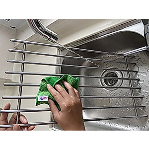 12 Pack Microfiber Scrub Dish Cleaning Cloth, Non-Scratch, Reusable & Durable for Pan Pot Dish Cooktop Stovetop Counter Kitchen Household, Machine Washable, 5.5 x 5.5 Inch, Blue & Green Assorted