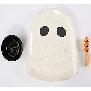 Mud Pie Halloween Ghost Chip & Dip Set, White, 14" x 10"