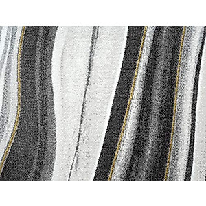 Abani Grey & White Rugs Modern Linear Design Bedroom Rug, Contemporary Line Art 5'3" X 7'6" (5x8) Non-Shed Area Rug