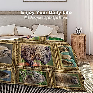 Groundhog Blanket Gifts, 50"x40" Happy Groundhog Day Throw Blanket, Soft Cozy Fleece Bed Blanket for Women Men, Gifts for Groundhog Lovers, Plush Throw Blanket for Couch Bedroom Sofa