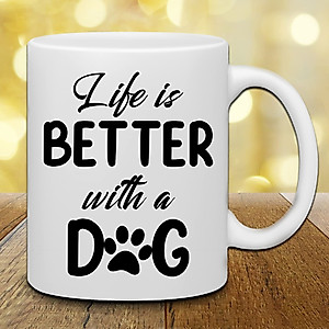 WHIDOBE Personalized Dog Mug - Life is Better with a Dog (Girl - Dog) - 11oz, 15oz Custom Dog Coffee Mug for Dog Lover, Two-tone Dog Mom Mug for Women - Personalized Dog Gifts for Dog Lovers