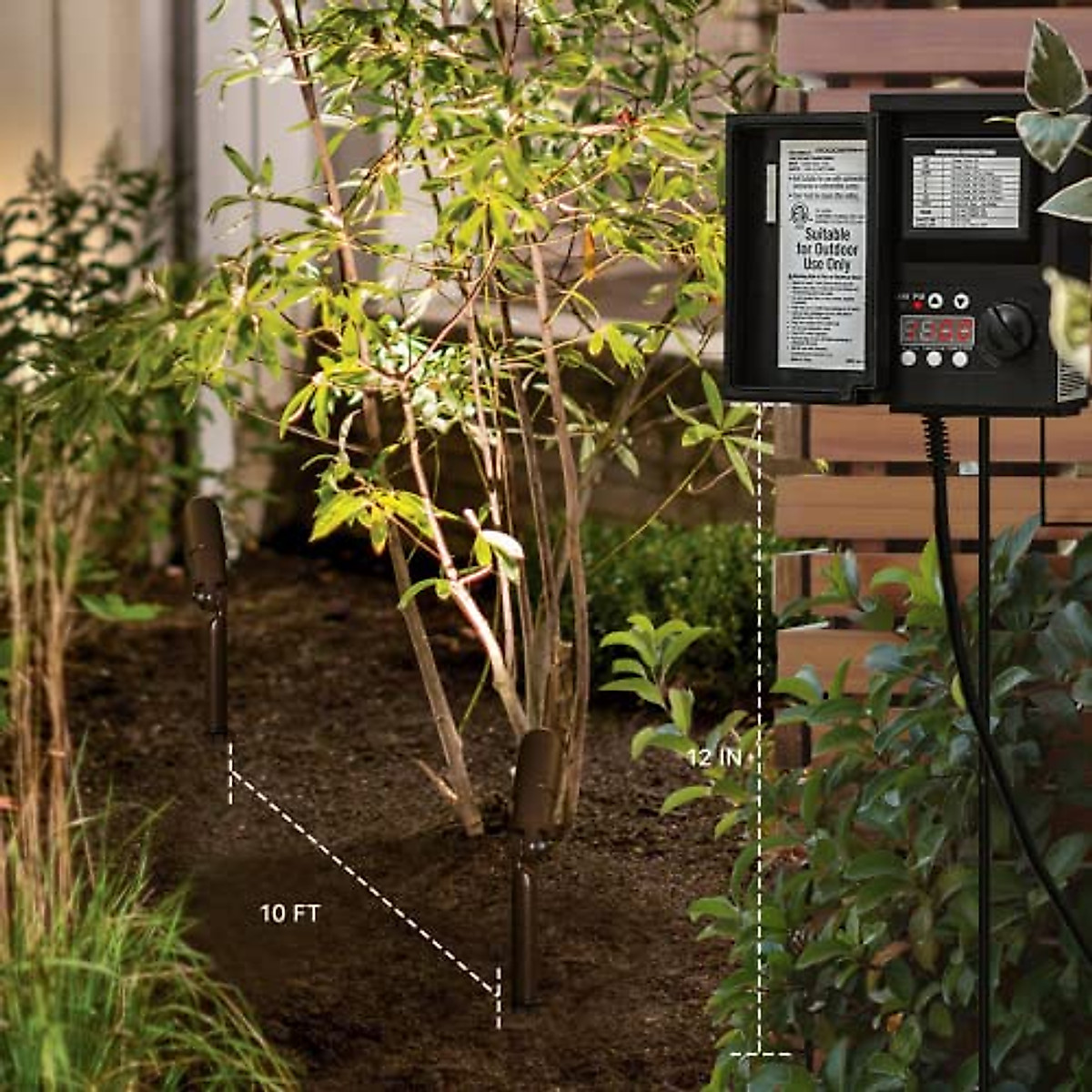 GOODSMANN 8PK Low Voltage Landscape Lighting Kits 8PK Floodlight & Spotlight 3W LED 200 Lumen Replaceable Bulbs 3000K Warm White 12V AC Tree Lights Garden Up Light Hardwired Lighting Cable Connectors