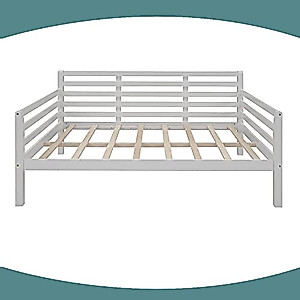 Wooden Full Size Daybed with Clean Lines, Multi-Functional Sofa Bed Frame with Wood Slat Support, No Spring Box Needed
