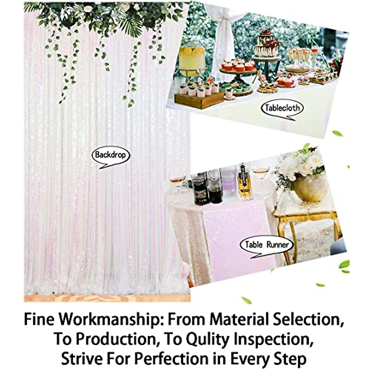 ShinyBeauty Xmas Sparkly Decoration 3 Feet 1 Yard Sequin Fabric-Iridescent Y0925