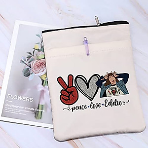 Eddie Lovers Book Sleeve ST Season Merchandise Book Cover Peace Love Eddie Book Sack Munson Book Pouch Gift for ST Fans (PLEddieBS)