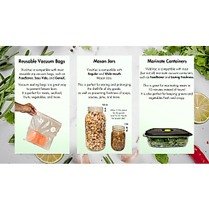 VIDAVAC Multifunctional Electric Mason Jar Vacuum Sealer WHITE– Compatable with Regular & Wide Mouth Jars, Containers, Bags & Wine Bottles – Canning/Pickling/Fermanting and Storage Solution. (White)