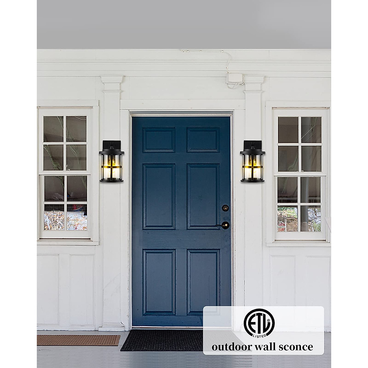 UFOND Outdoor Wall Lantern,Waterproof Matte Black Wall Mount Light with Clear Glass Shade,Front Porch Wall Light Fixture, Exterior Wall Sconce for Entryway Hallway Patio Garage Doorway