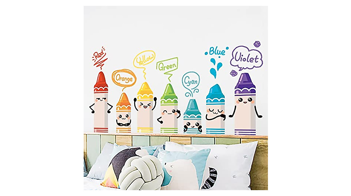Crayon Color Wall Decals for Kids Rooms - Educational Wall Stickers