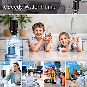 eSeedy Electric Water Pump, Automatic Drinking Water Dispenser for 5 Gallon Water Bottle, Portable Water Dispenser with Rechargeable Batteries and USB Charging for 5 Gallon Water Jugs