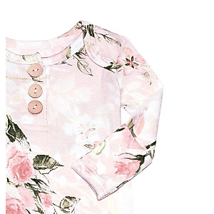 Posh Peanut Newborn Knotted Baby Gowns 0-3 Months - Easy-Tie Hospital Outfit Viscose from Bamboo Sleepers for Baby Boy & Girl, Vintage Pink Rose