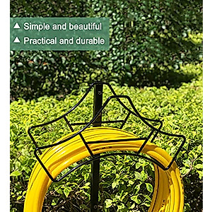 Garbuildman Garden Hose Holder Stand- Outdoor Water Pipe Metal Reel Rack, Shiny Black