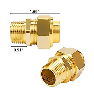 CSST Male NPT Fitting Kit 1/2'' Brass Natural Gas Quick Connect Adapter Grill Propane Conversion Connector 2 Pack
